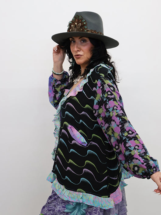 Crepe Sari Ruffle Daisy Blouse – Kantha Bae